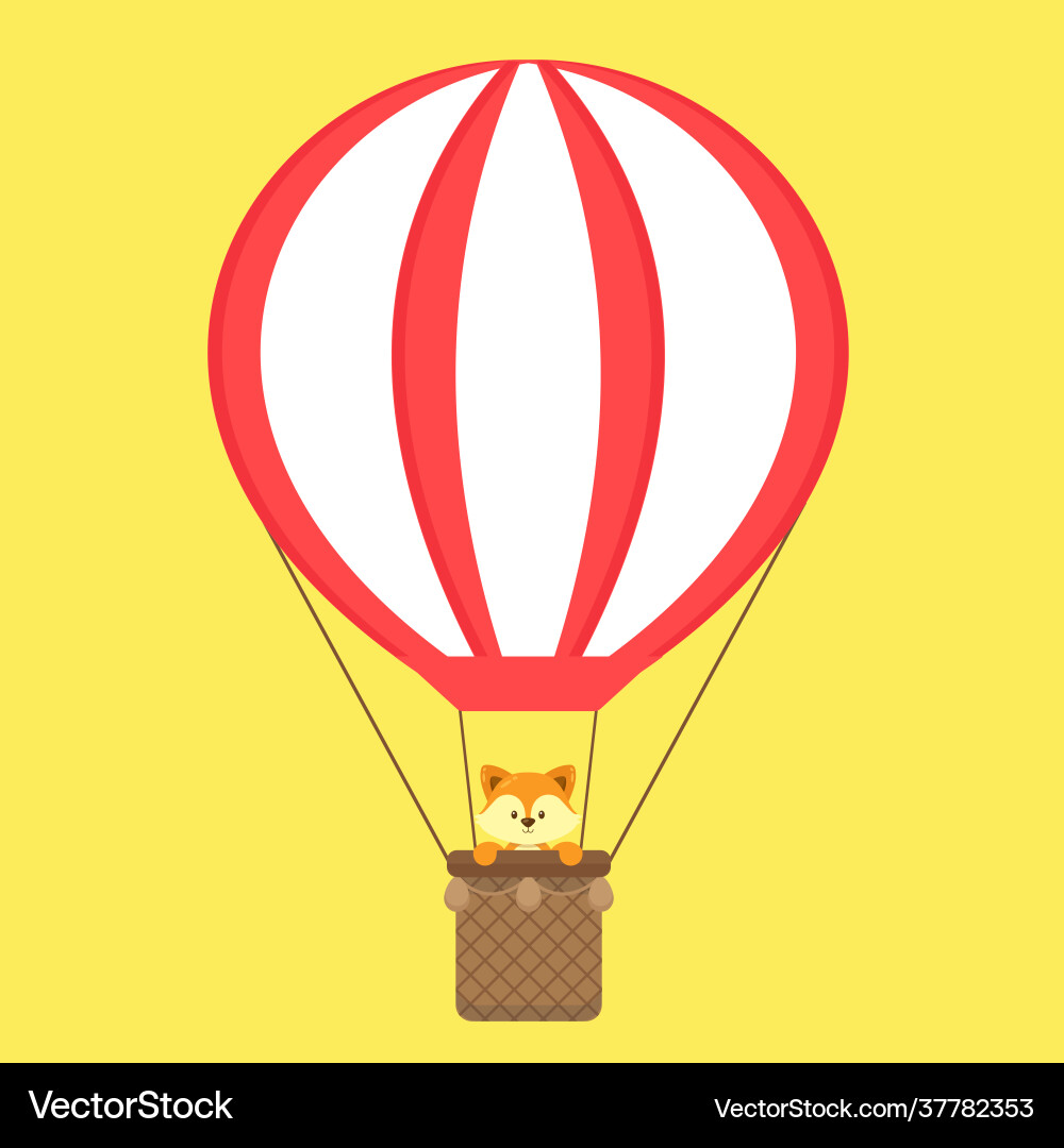 Cute fox riding a hot air balloon Royalty Free Vector Image