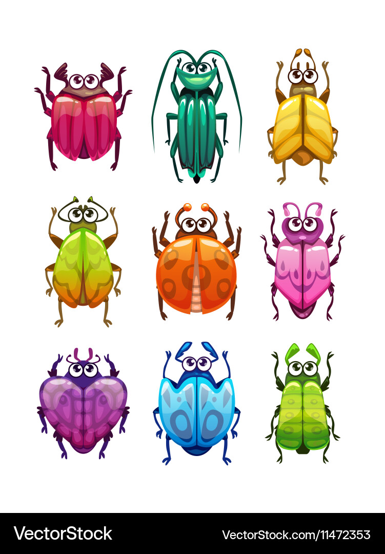 Funny cartoon fantasy bugs set Royalty Free Vector Image