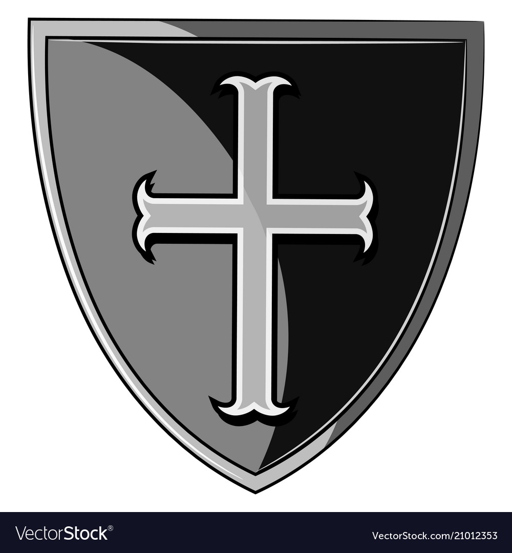 Heraldic shield crusader Royalty Free Vector Image