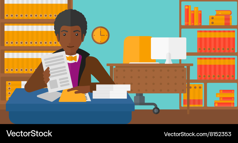 Hr manager checking files Royalty Free Vector Image