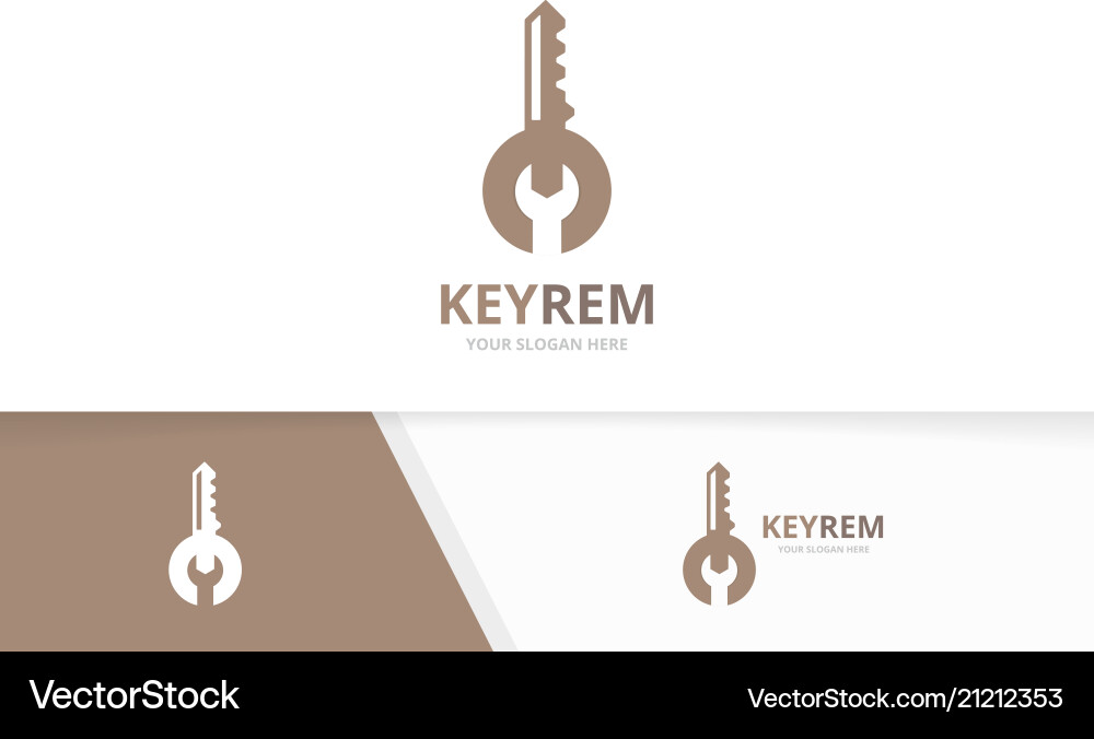 Key and repair logo combination lock Royalty Free Vector