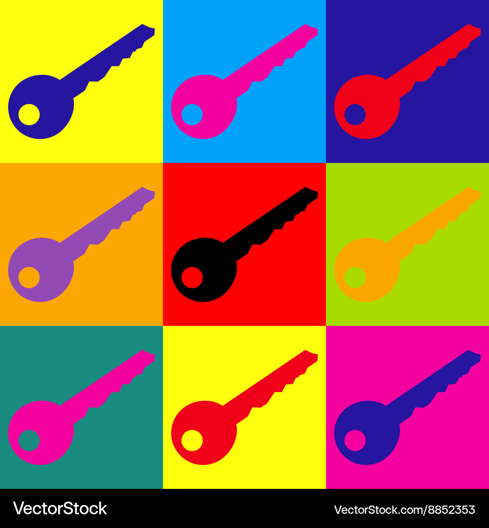 Key sign pop-art style icons set Royalty Free Vector Image