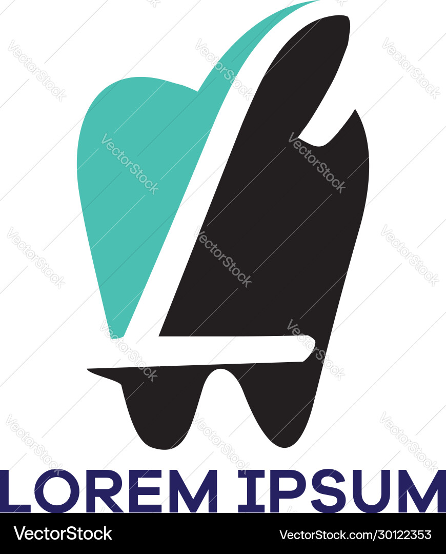 L letter logo design in tooth shape Royalty Free Vector