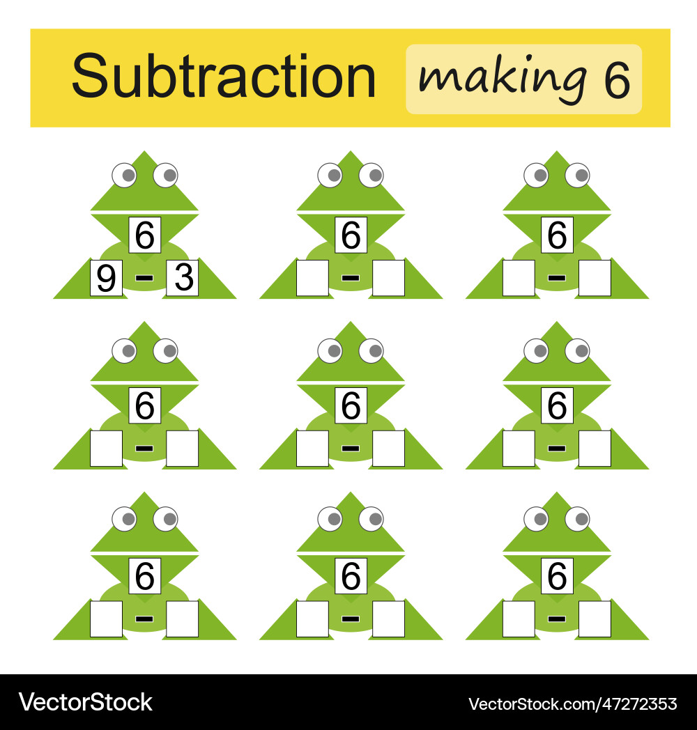 Mathematical puzzle game for kids subtraction Vector Image