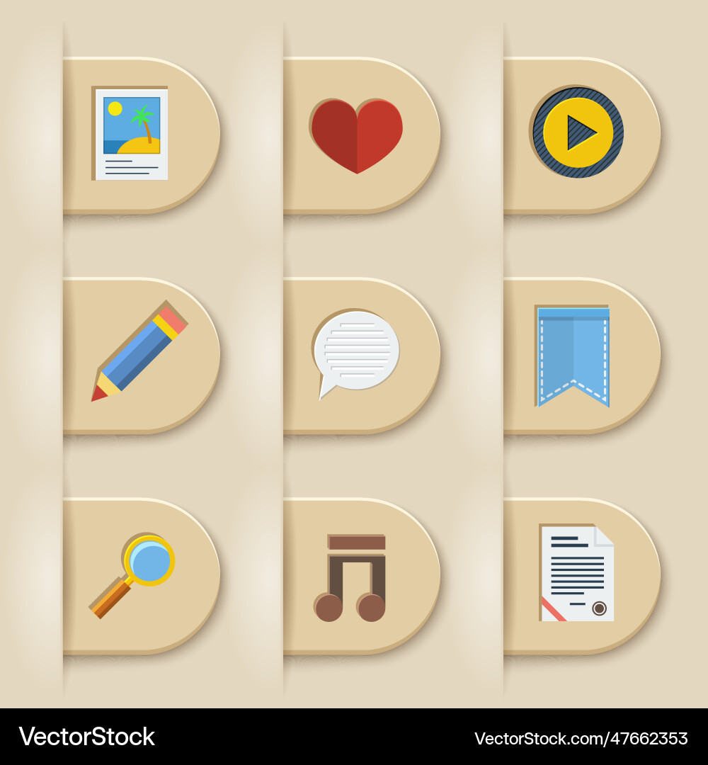 Media symbol on paper cuts Royalty Free Vector Image