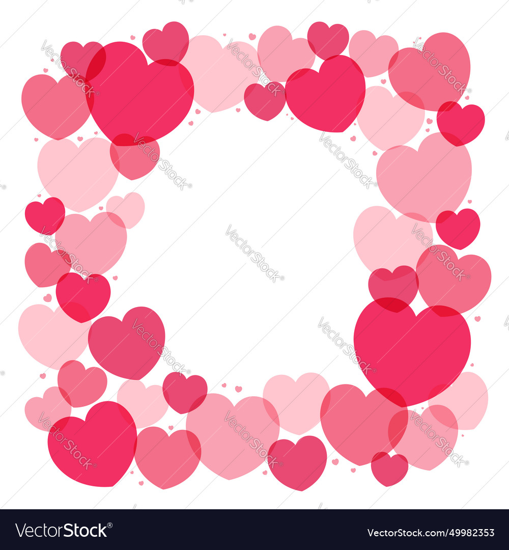 Red pink hearts valentines day frame border Vector Image