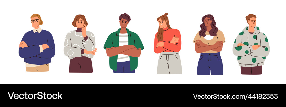 Sceptic unsure people doubt think with suspicious Vector Image