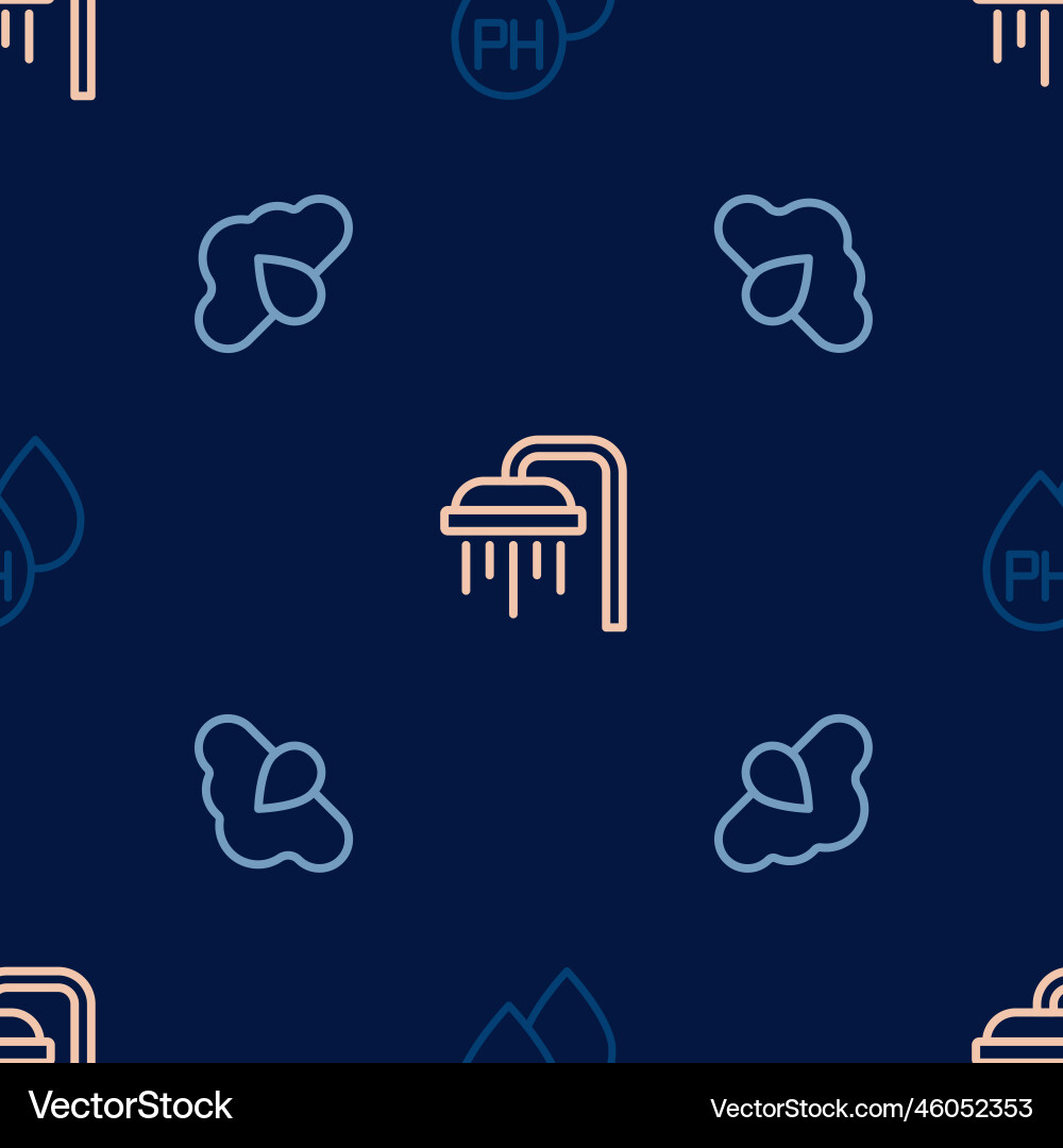 Set line water drop cloud with rain and shower on Vector Image