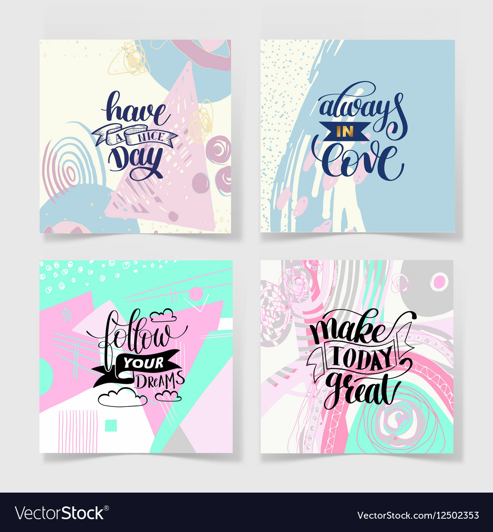 Set of four handwritten calligraphy lettering Vector Image