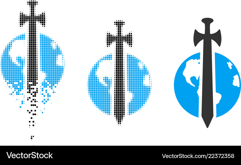 Broken dotted halftone earth military protection Vector Image