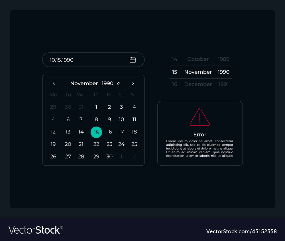 Calendar date picker ui elements kit Royalty Free Vector Calendar date picker ui elements kit Royalty Free Vector