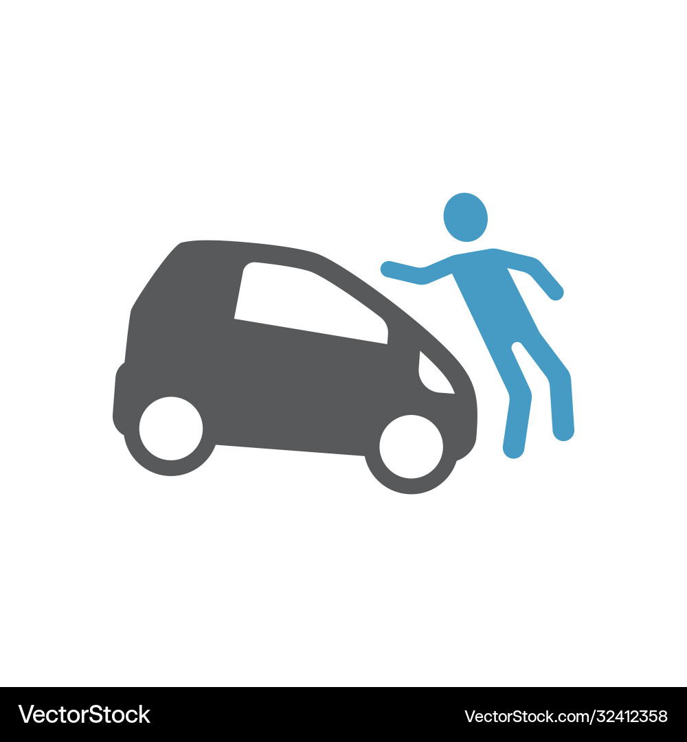 Car hit pedestrian black icon Royalty Free Vector Image