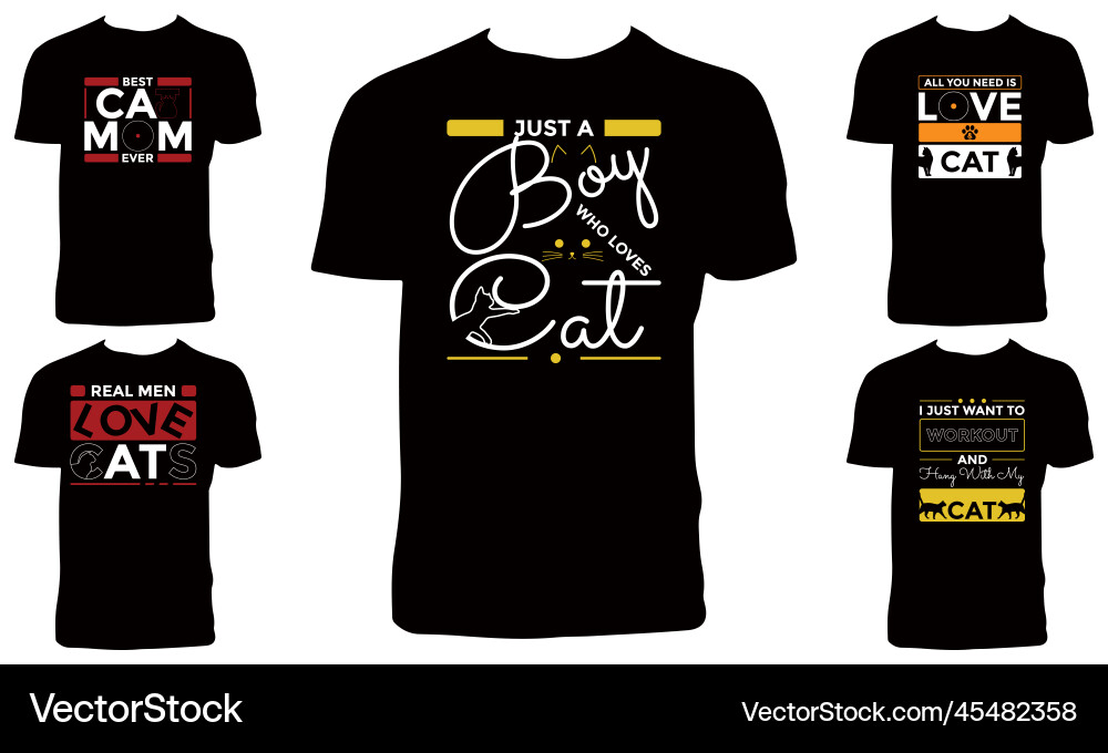 Cat typography apparel and t shirt design bundle Vector Image