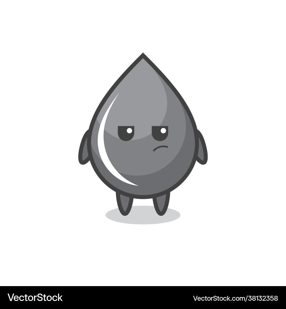 Cute oil drop character with suspicious expression