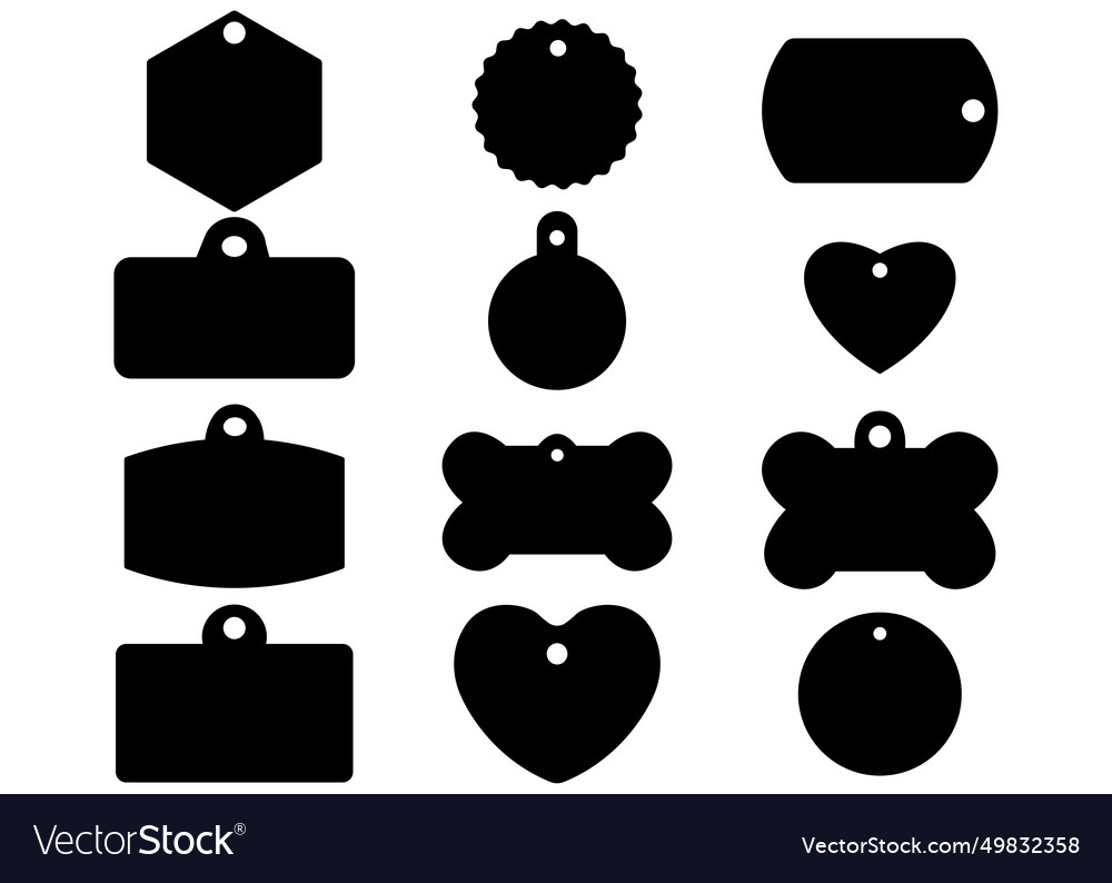 Dog tags template set of icons shape Royalty Free Vector