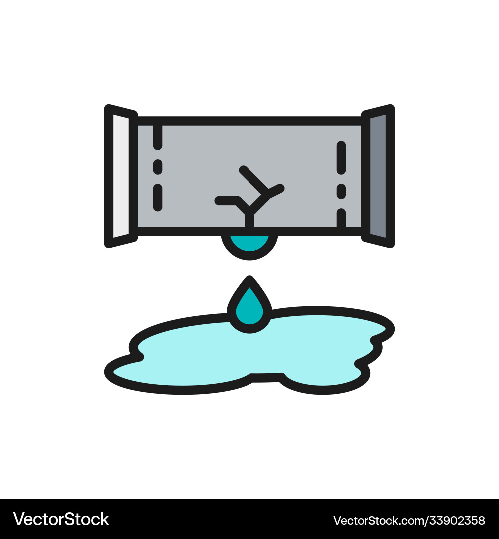 Dripping water pipe flat color line icon Vector Image