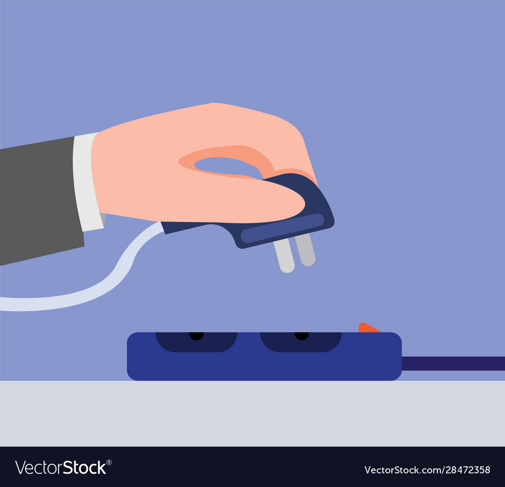 Hand insert or pull out electric socket Royalty Free Vector
