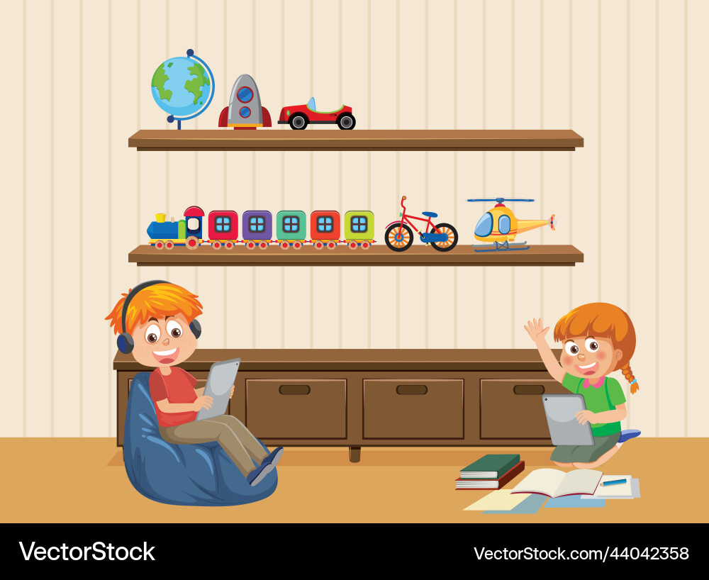 Kids learning online at home Royalty Free Vector Image