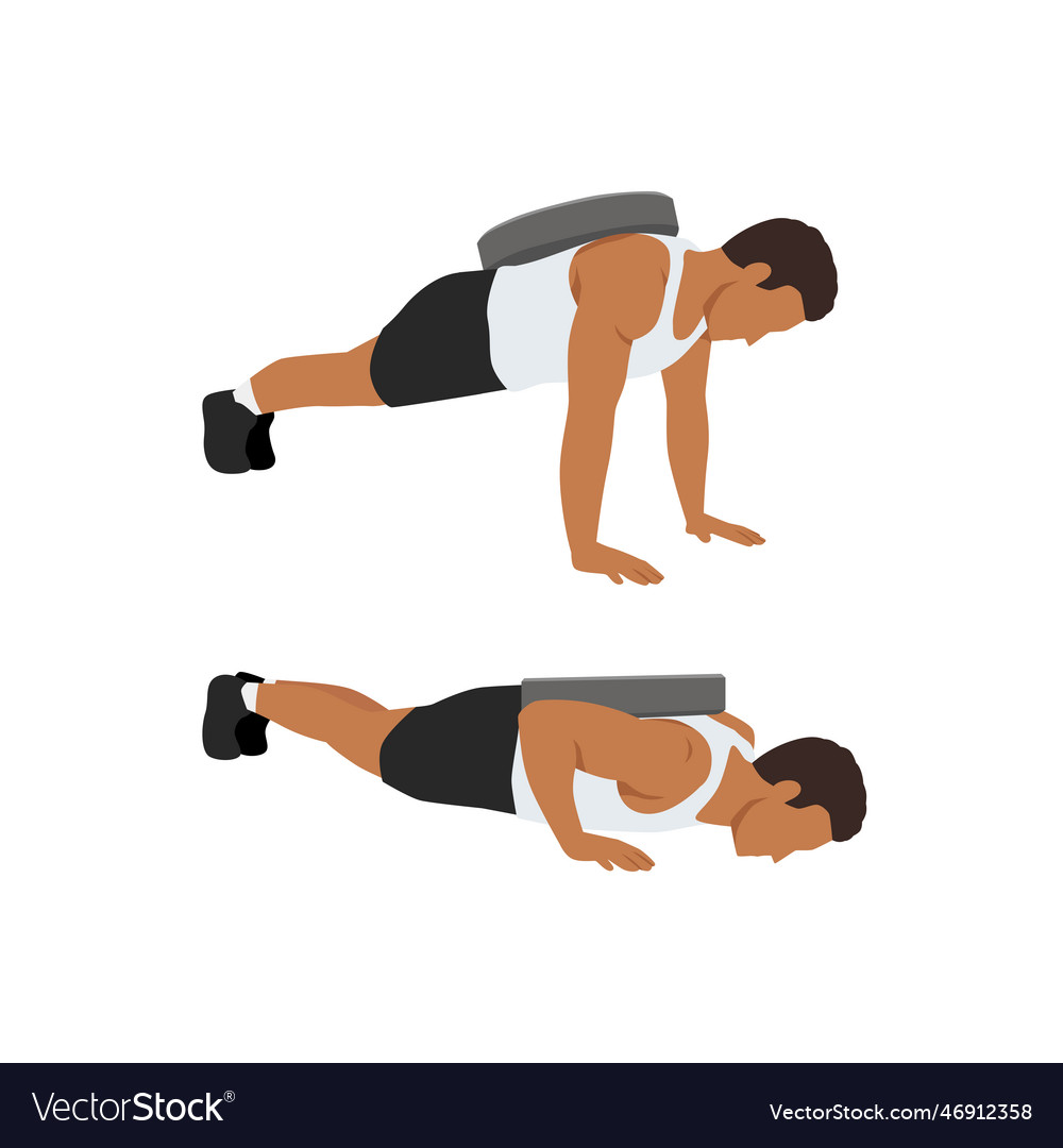Man Doing Weighted Push Up Flat Royalty Free Vector Image