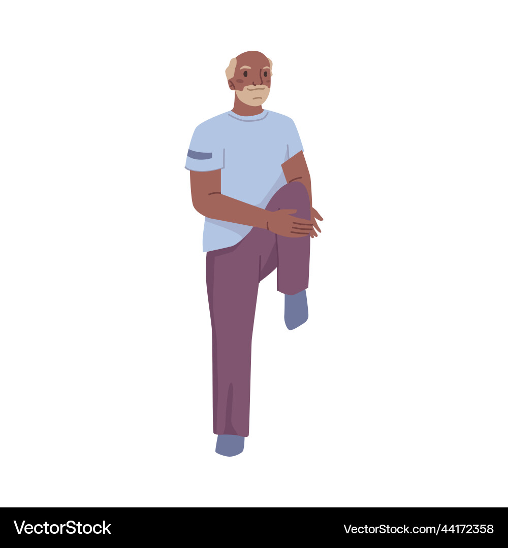 Senior man stretching legs physical exercises Vector Image