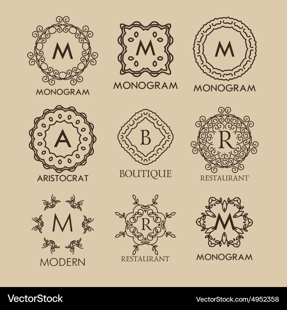 Set of simple and elegant monogram designs Vector Image