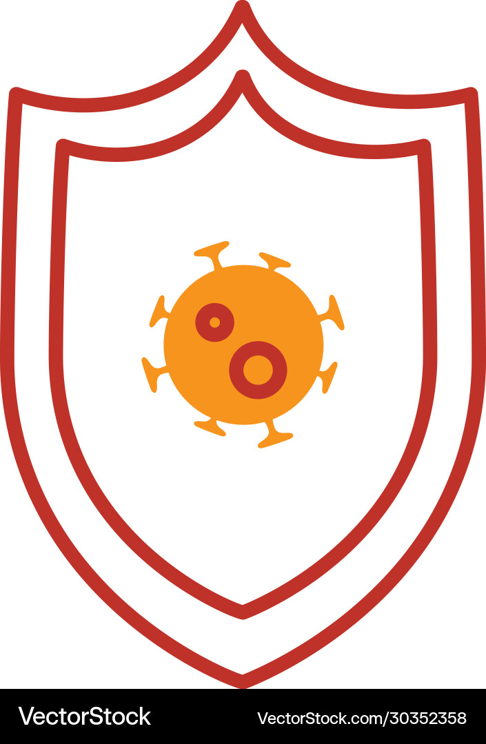Shield with covid19 virus symbol icon half line Vector Image