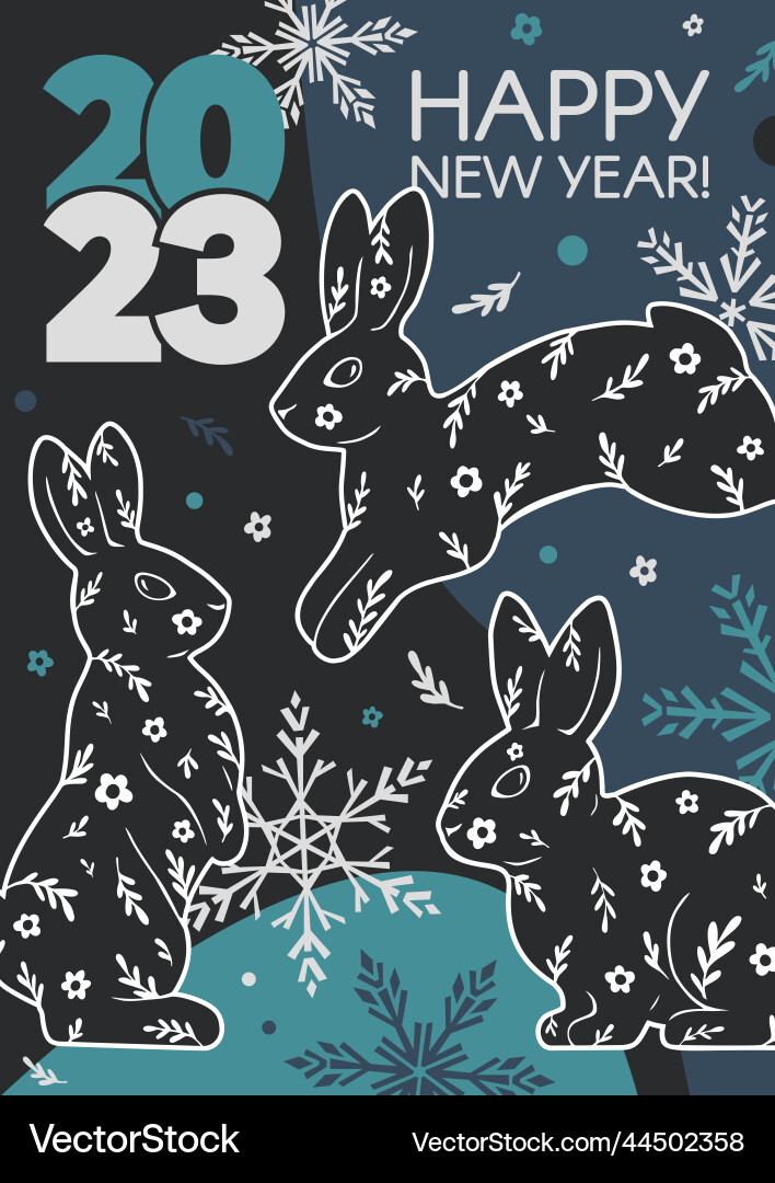 Vertical banner with floral rabbits Royalty Free Vector