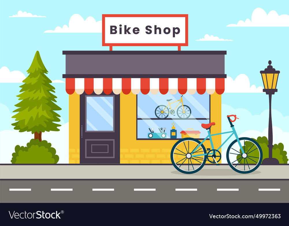 Bike shop with shoppers people choosing cycles Vector Image