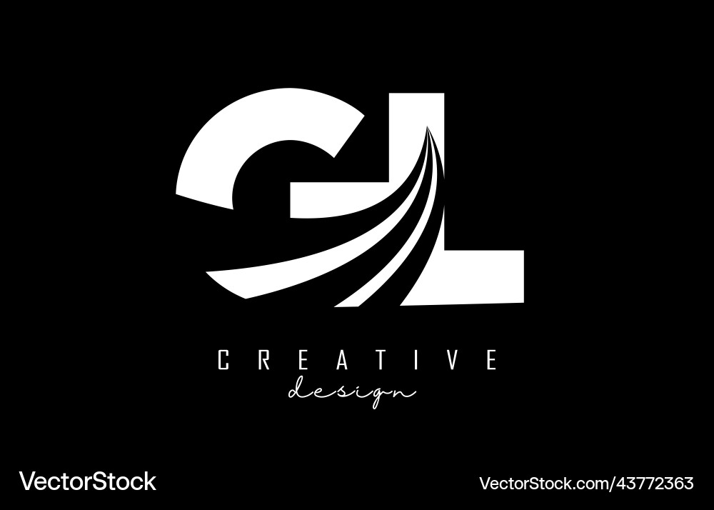 Creative white letters gl g l logo with leading Vector Image