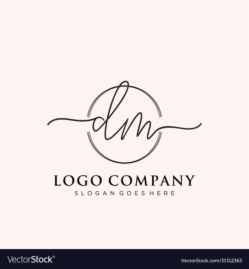 Dm initial handwriting logo design Royalty Free Vector Image