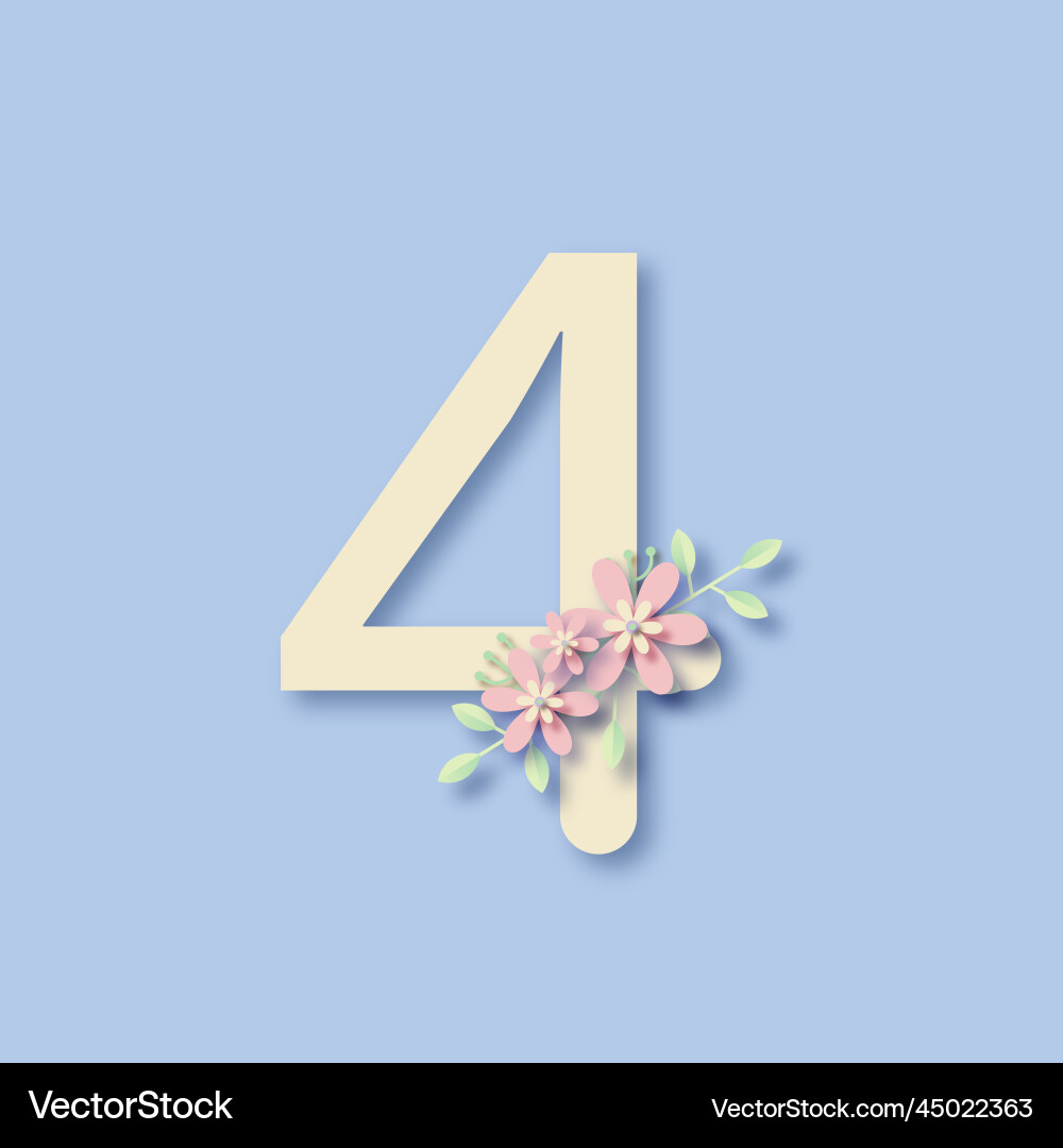 Flower number decorated with flowers elegant Vector Image