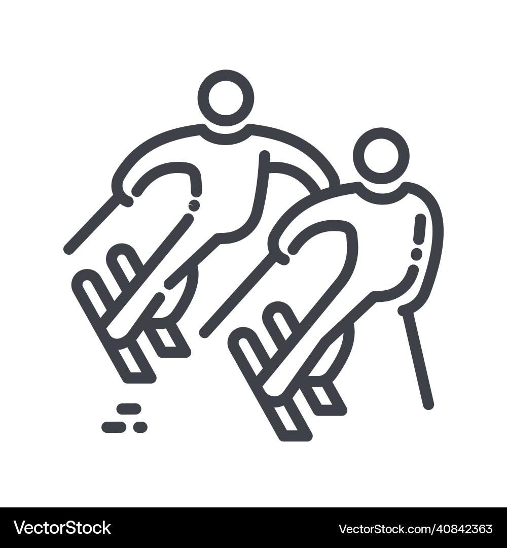 Freestyle ski cross line icon isolated Royalty Free Vector