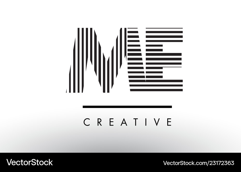 Me m e black and white lines letter logo design Vector Image