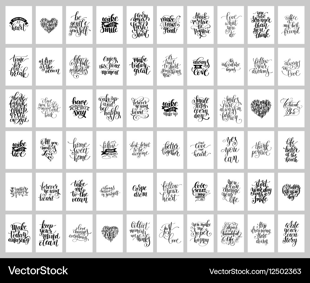 Mega set 60 hand written lettering positive Vector Image