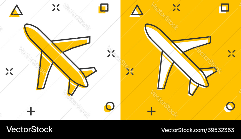 Plane icon in comic style airplane cartoon Vector Image