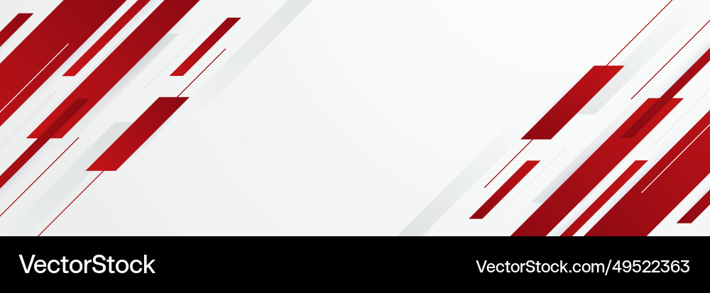 Red and white abstract wide banner background Vector Image