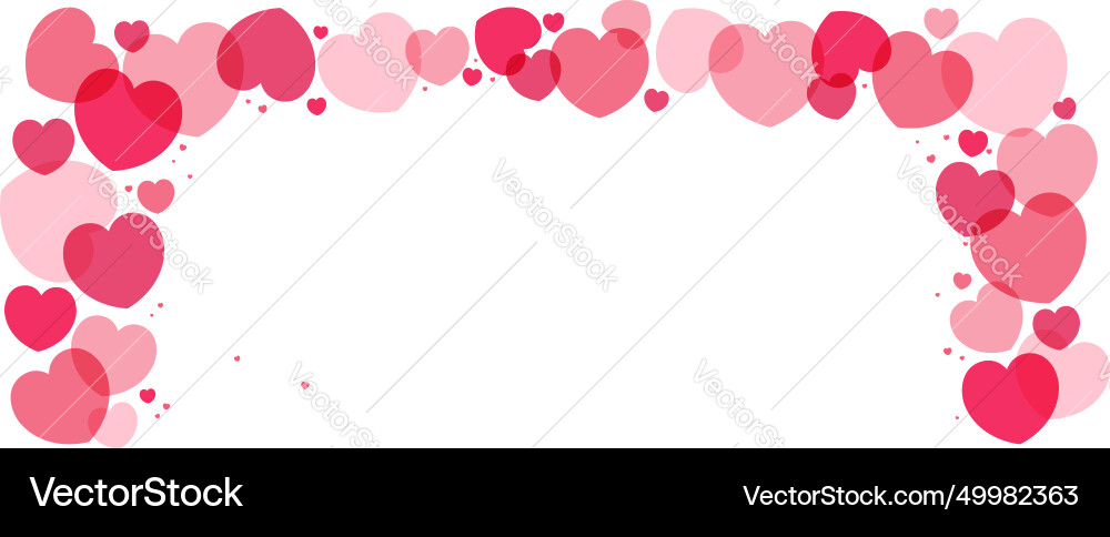 Red pink hearts valentines day frame border Vector Image