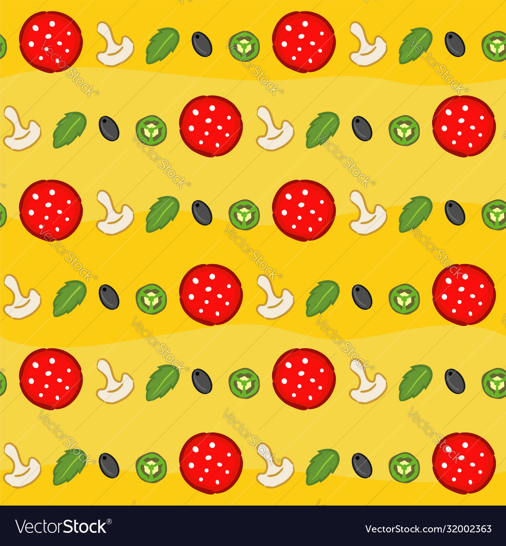 Seamless pizza pattern Royalty Free Vector Image