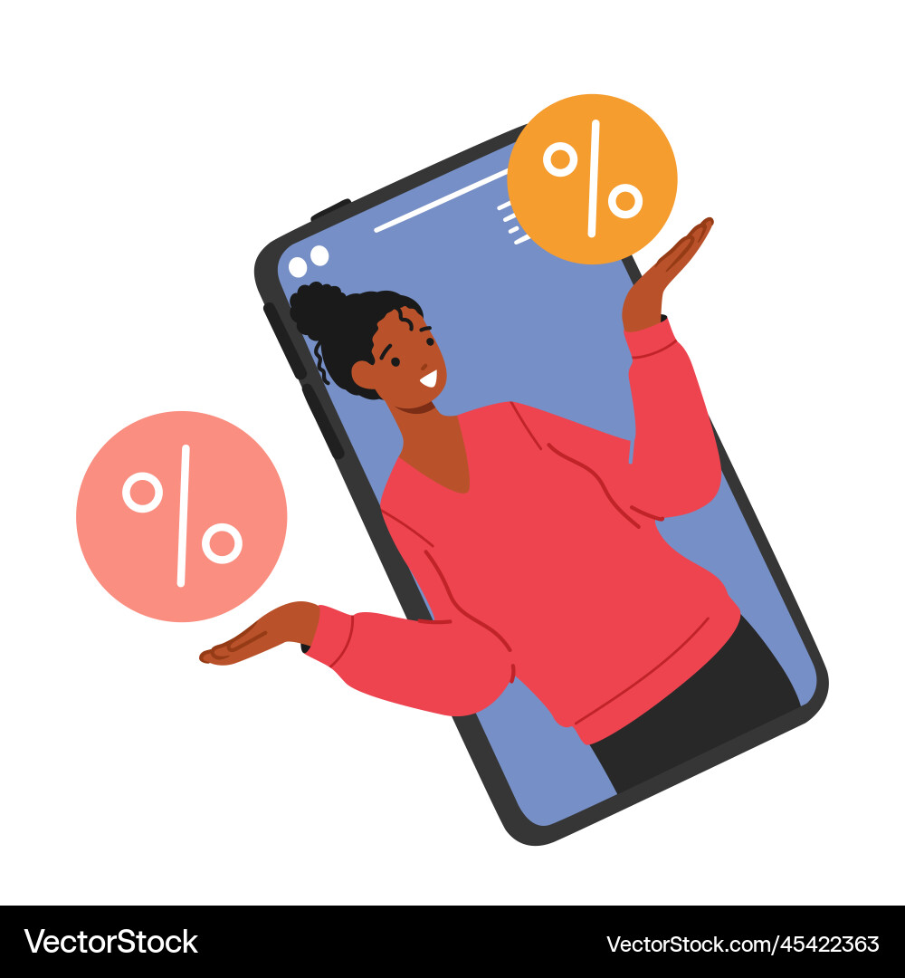 Woman offer discount or profitable Royalty Free Vector Image