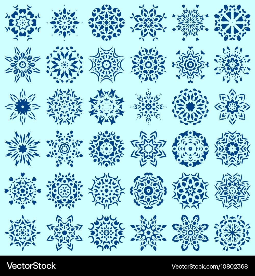 Big set of snowflakes Royalty Free Vector Image