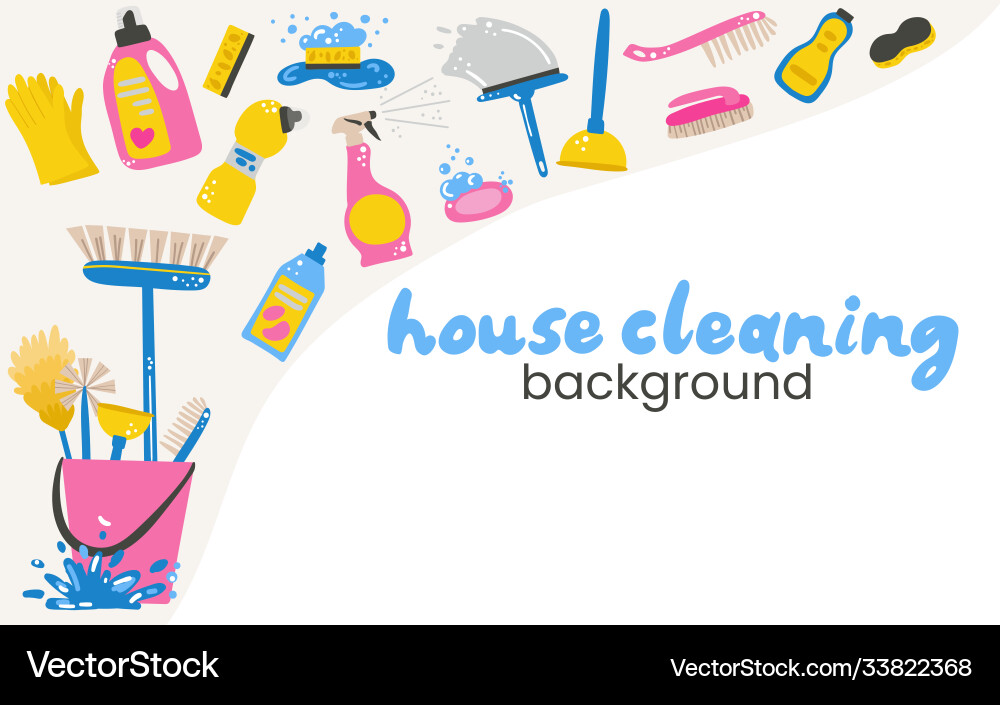 Cleaning service background supplies with copy Vector Image