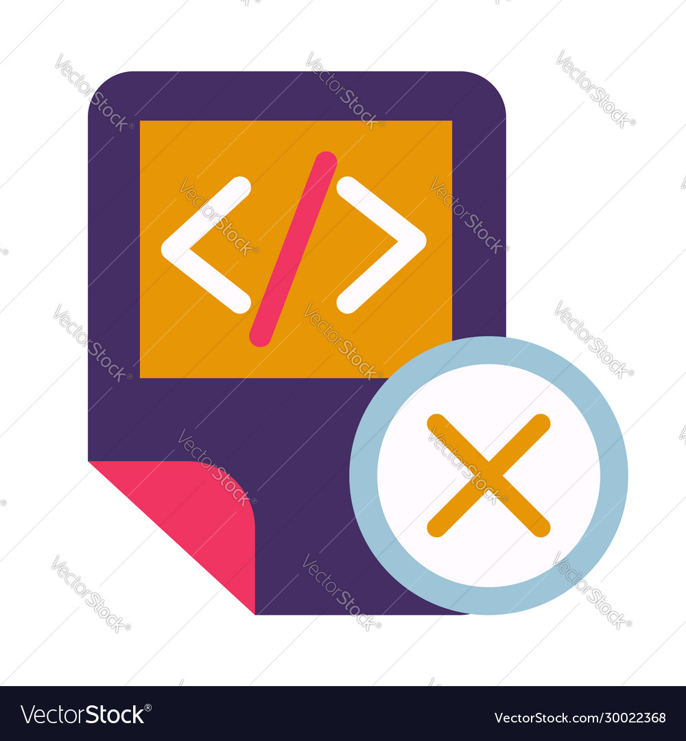 Coding script file delete symbol glyph icon Vector Image