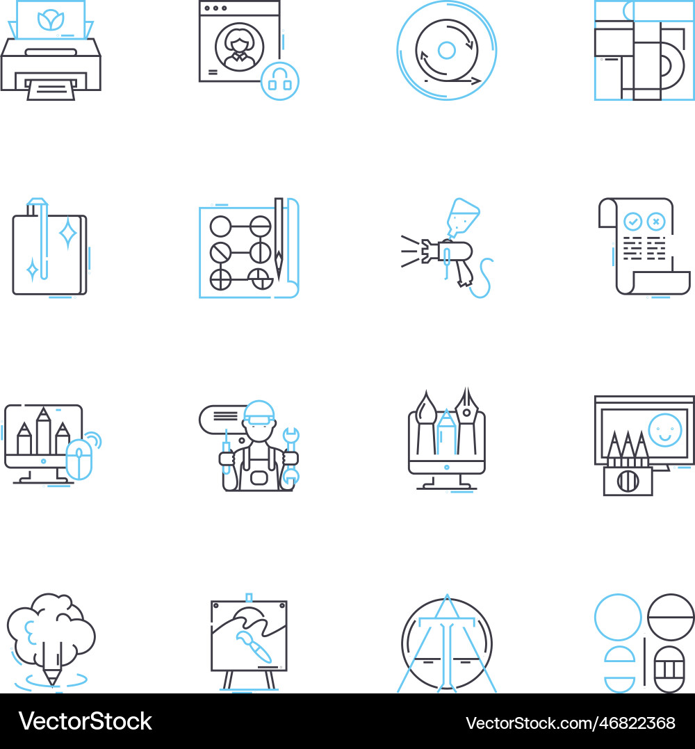 Conceptual art linear icons set philosophy Vector Image