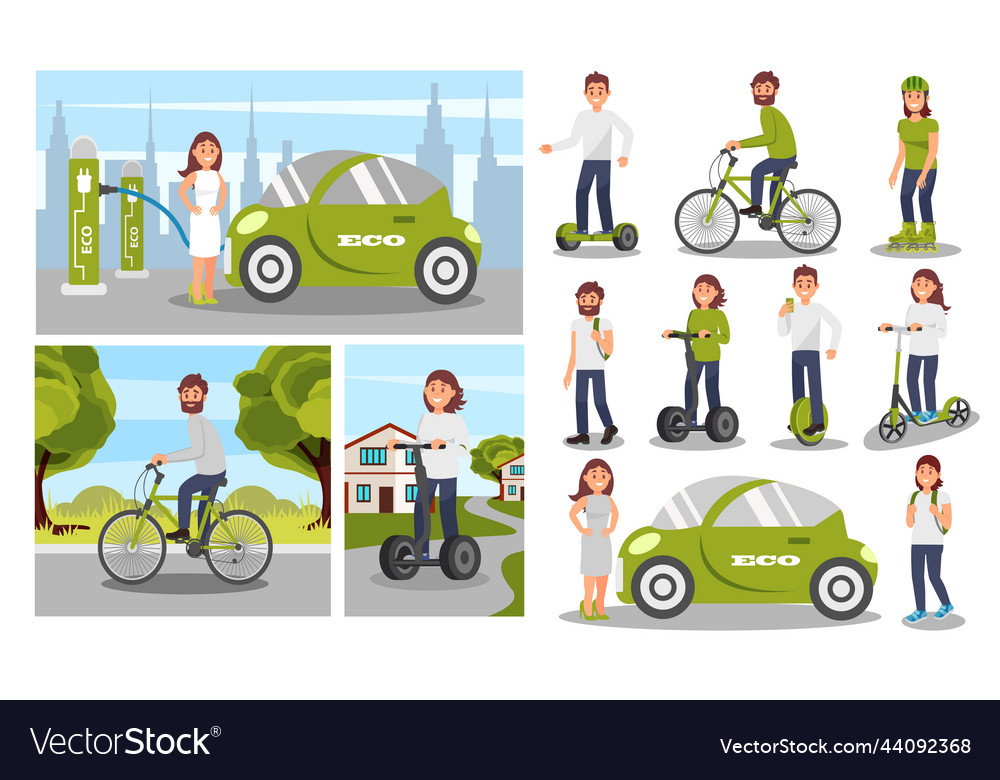 Eco friendly people character protecting Vector Image Eco friendly people character protecting Vector Image