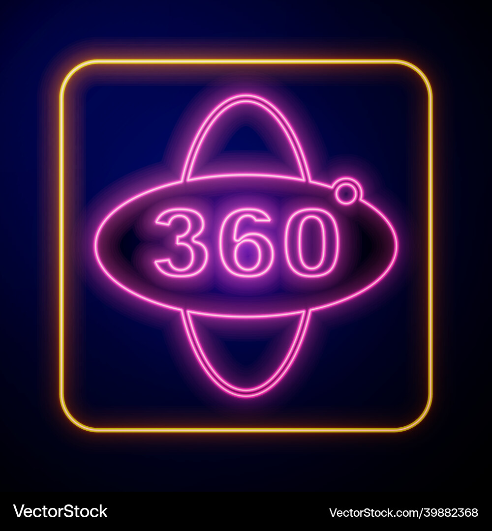 Glowing neon 360 degree view icon isolated Vector Image