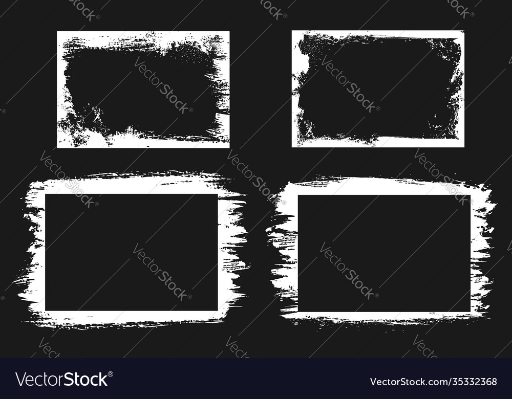 Grunge frames isolated rectangular borders Vector Image