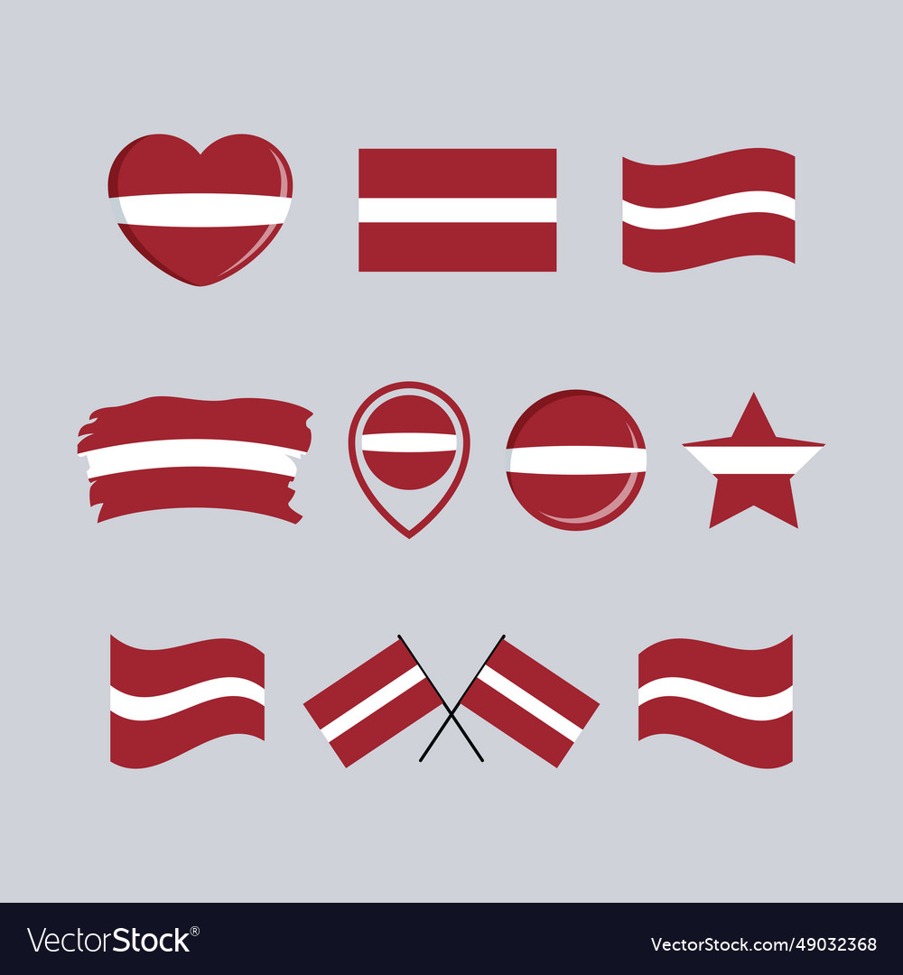 Latvia flag icon set on a gray background Vector Image