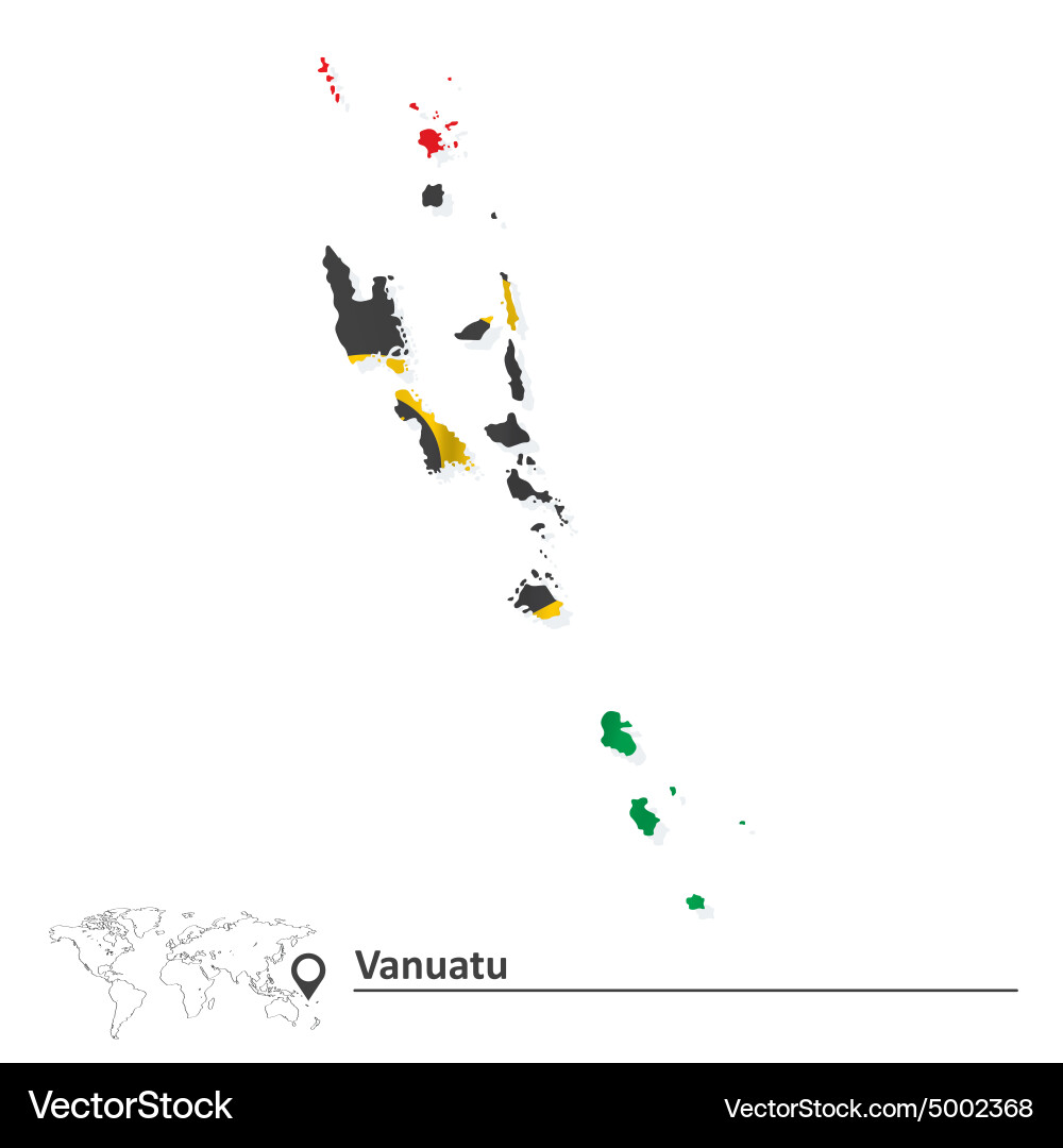 Landkarte von vanuatu mit Flagge Lizenzfreies Vektorbild