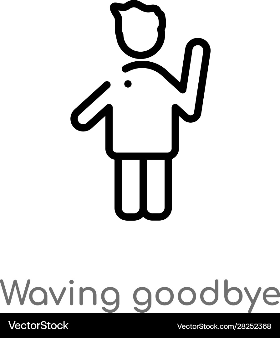 Outline waving goodbye icon isolated black simple Vector Image
