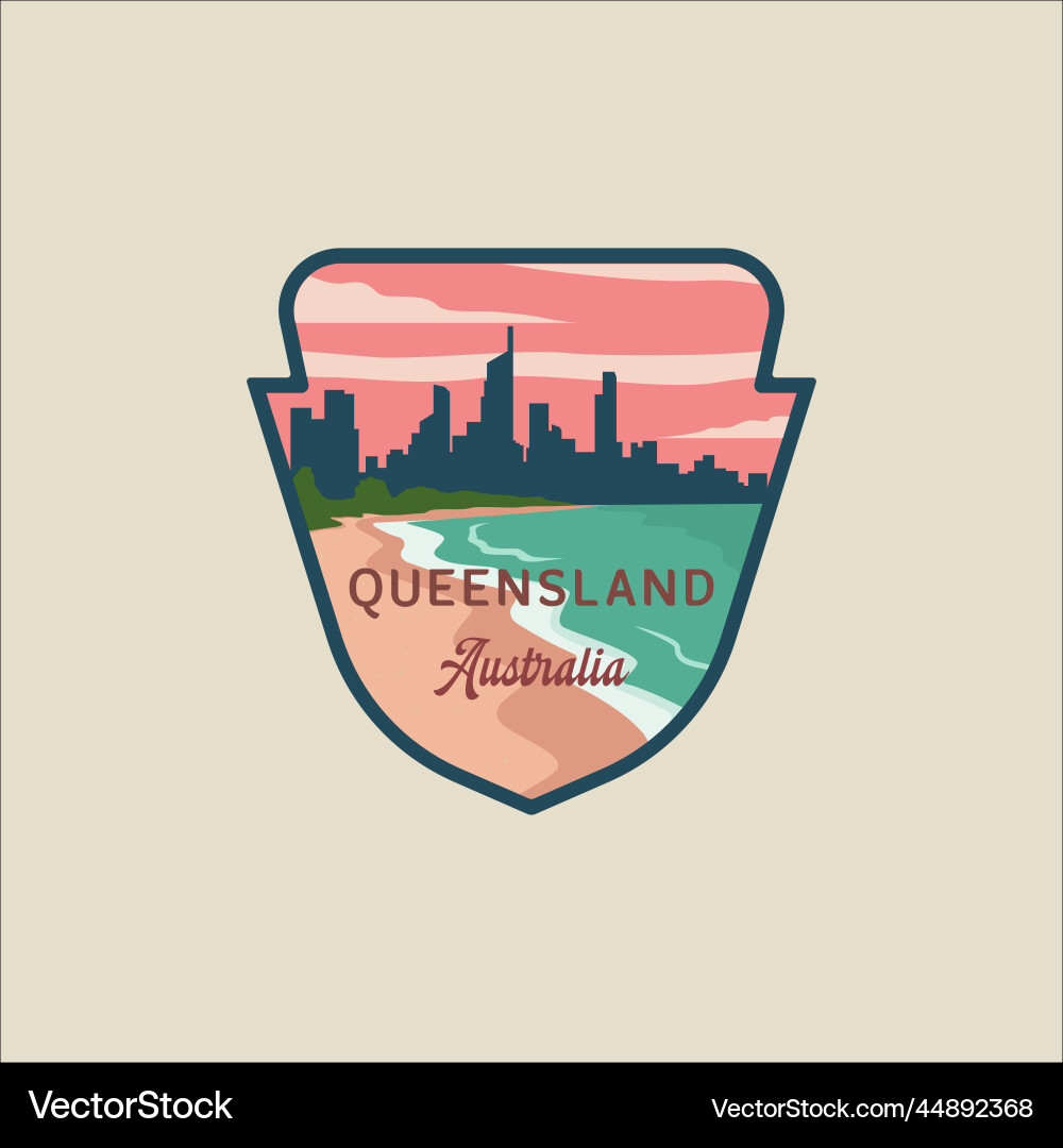 Queensland beach emblem minimalist template icon Vector Image